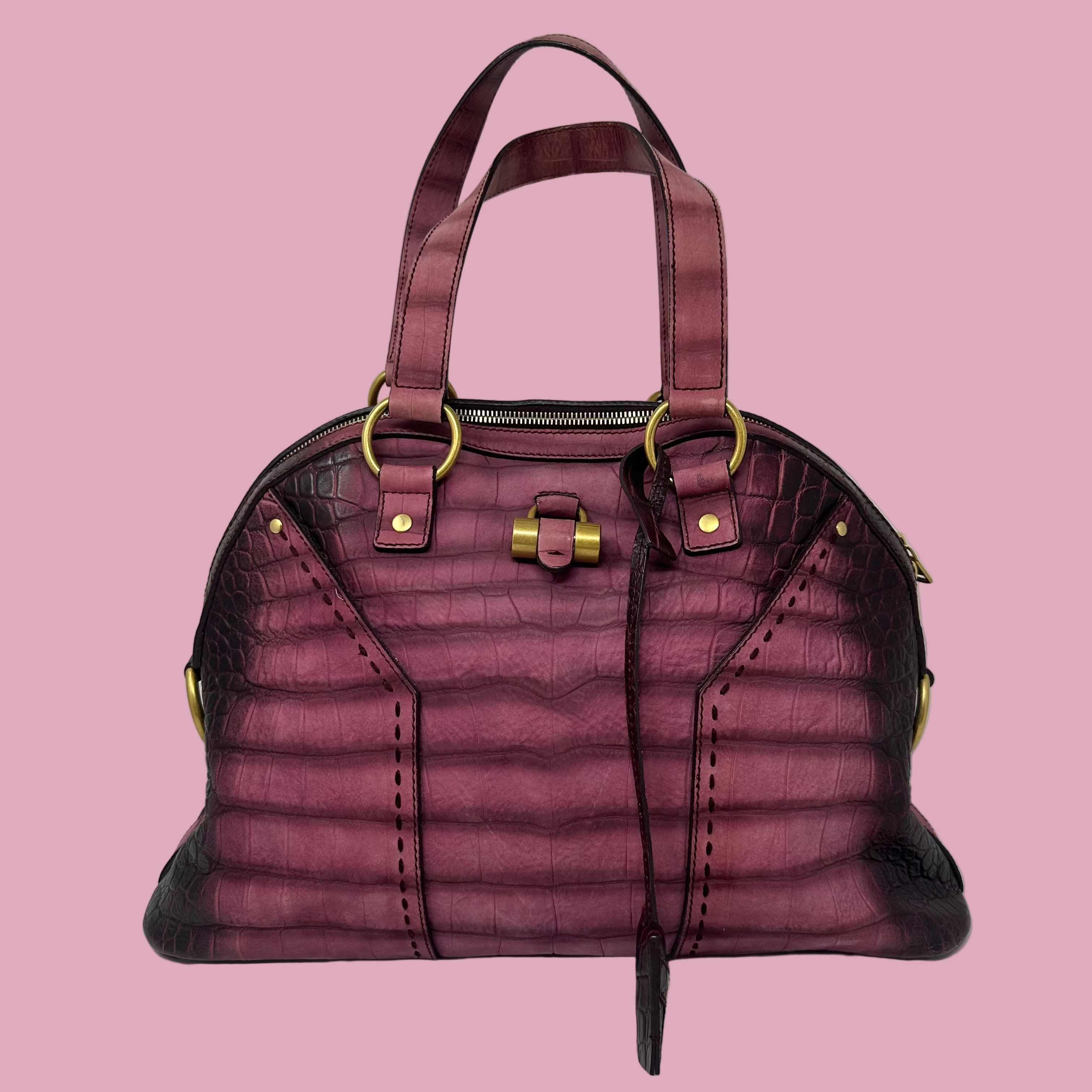YSL Muse Purple Croc Embossed Leather (comes with original duster ...